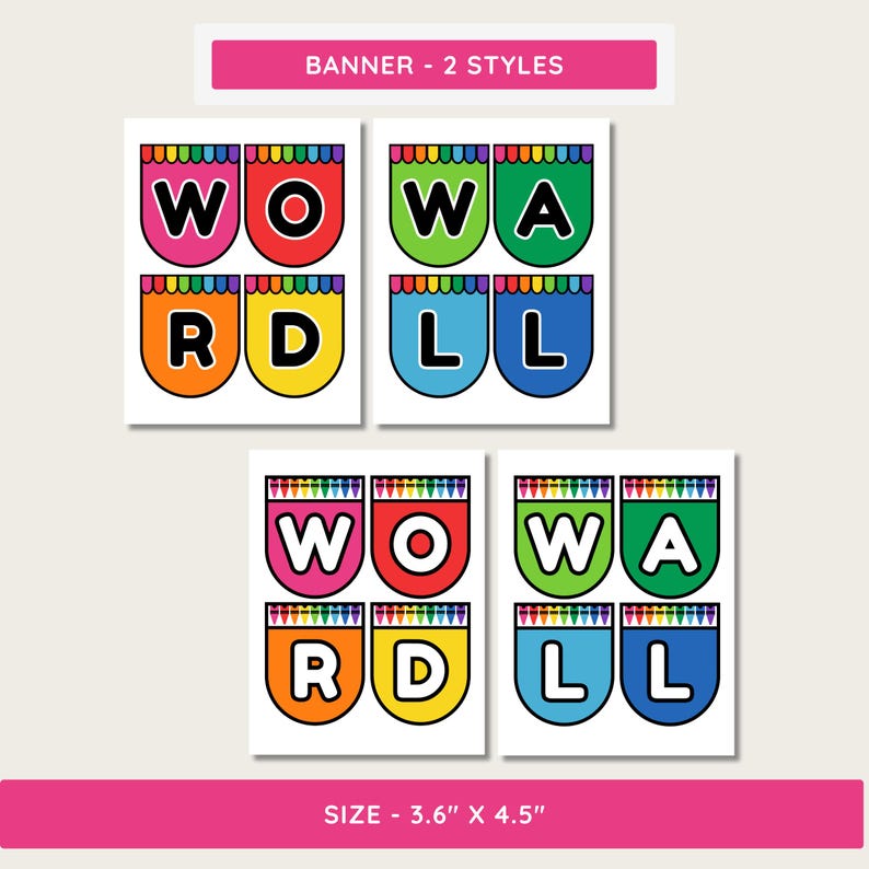 Rainbow Crayon Word Wall Kit: Editable Classroom Decor (digital ...