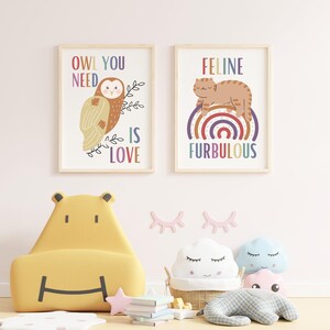 Boho Animal Pun Posters, Classroom Animal Wall Art, Kids Bedroom Art ...