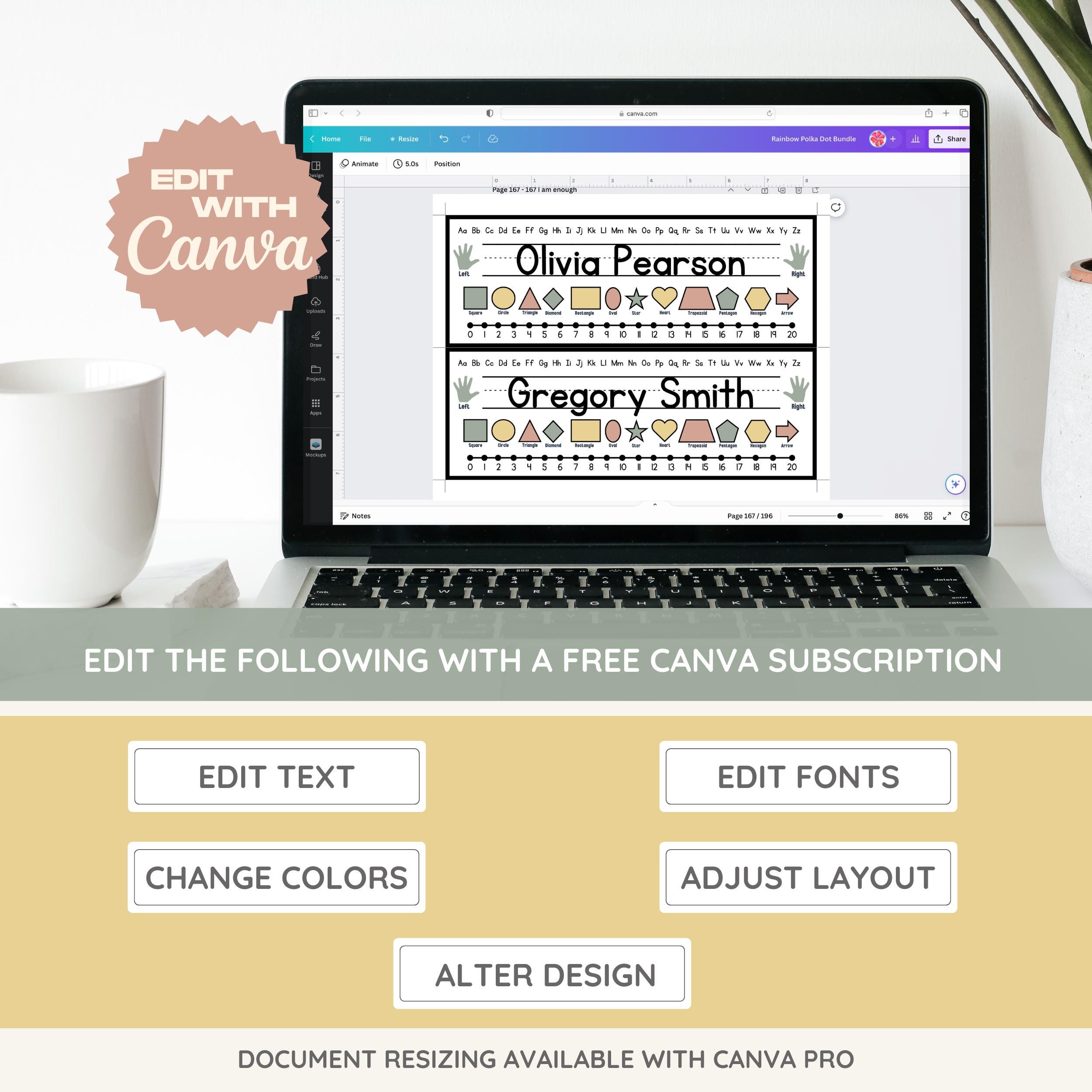 Boho Student Name Desk Tags, Printable Student Name Plates, Editable ...