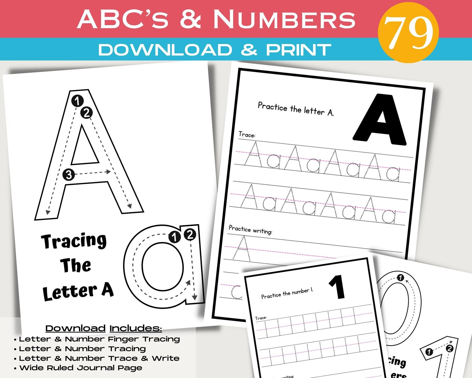 ABC Tracing and Writing Worksheets, ABC Finger Tracing Printable, Pre-k ...