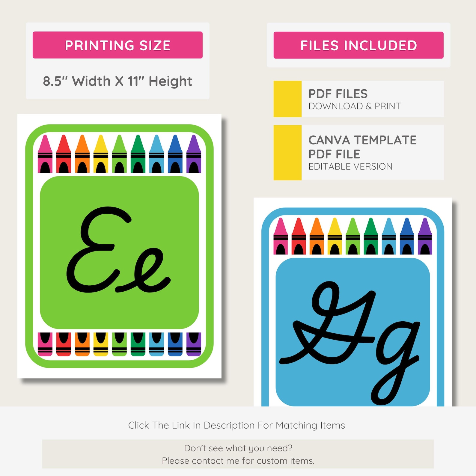 Rainbow Crayons Alphabet Posters, Printable & Editable Classroom ...