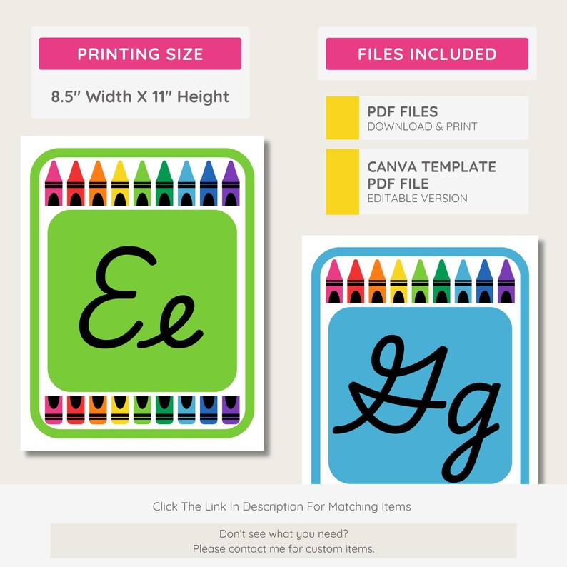 Rainbow Crayons Alphabet Posters, Printable & Editable Classroom ...