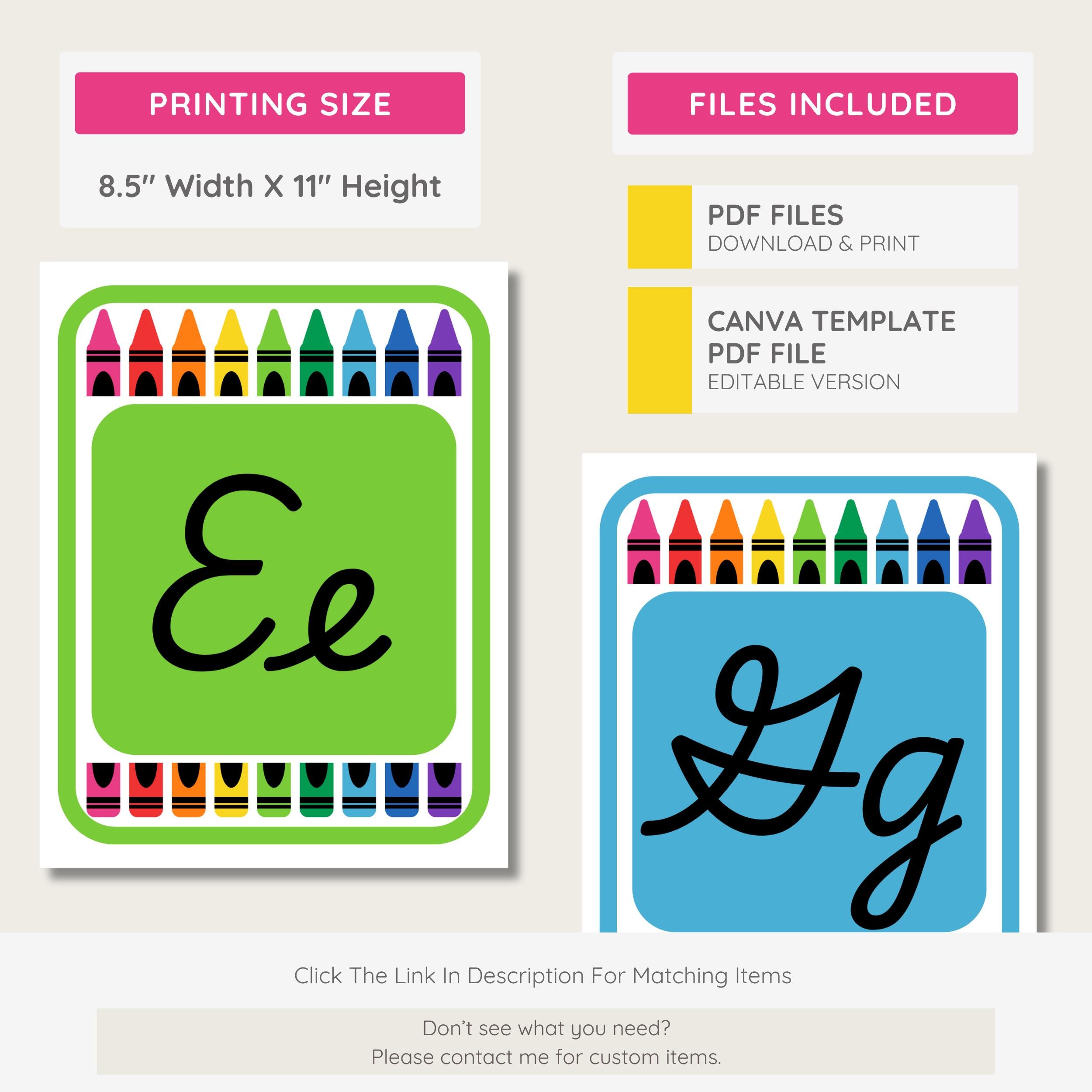 Rainbow Crayons Alphabet Posters, Printable & Editable Classroom ...