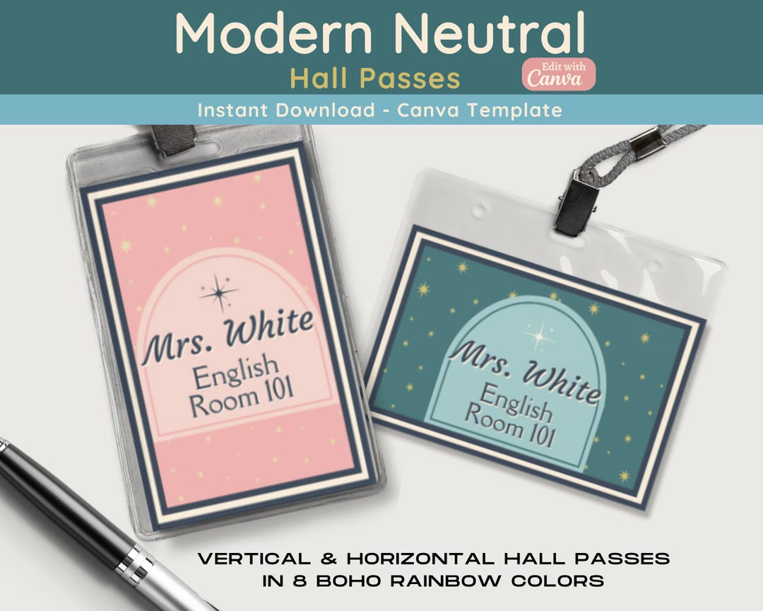 Printable & Editable Hall Passes, Boho Teacher Hall Passes, Back to ...
