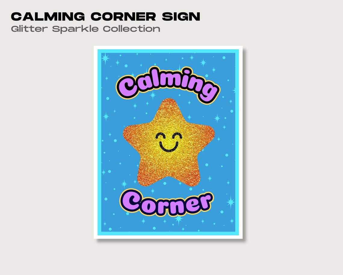 Glitter Calming Corner, Printable & Editable Growth Mindset, Breathing ...