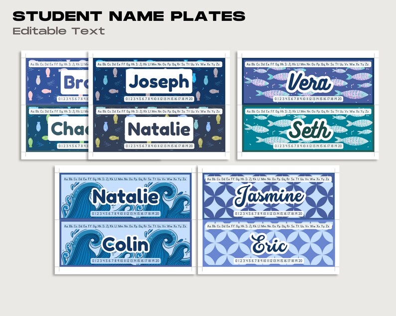 Ocean Theme Student Name Plates, Printable & Editable Classroom Desk ...