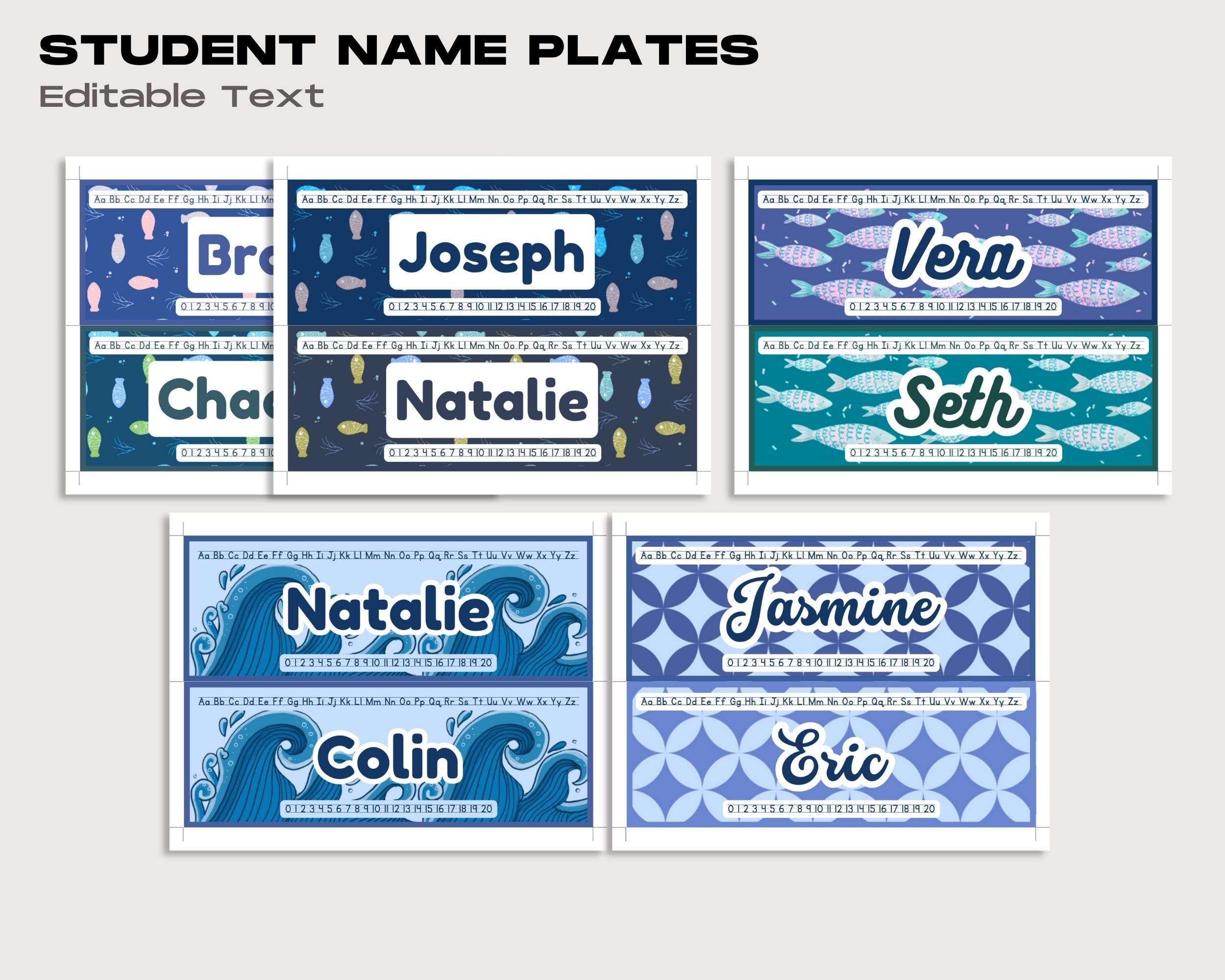 Ocean Theme Student Name Plates, Printable & Editable Classroom Desk ...
