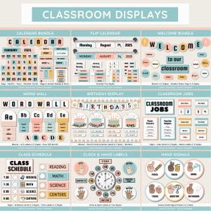 Calm Modern Classroom Decor Bundle, Printable & Editable School Room ...