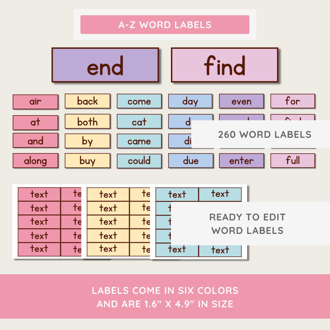 Pastel Classroom Word Wall Display: Editable Sight Words (digital ...