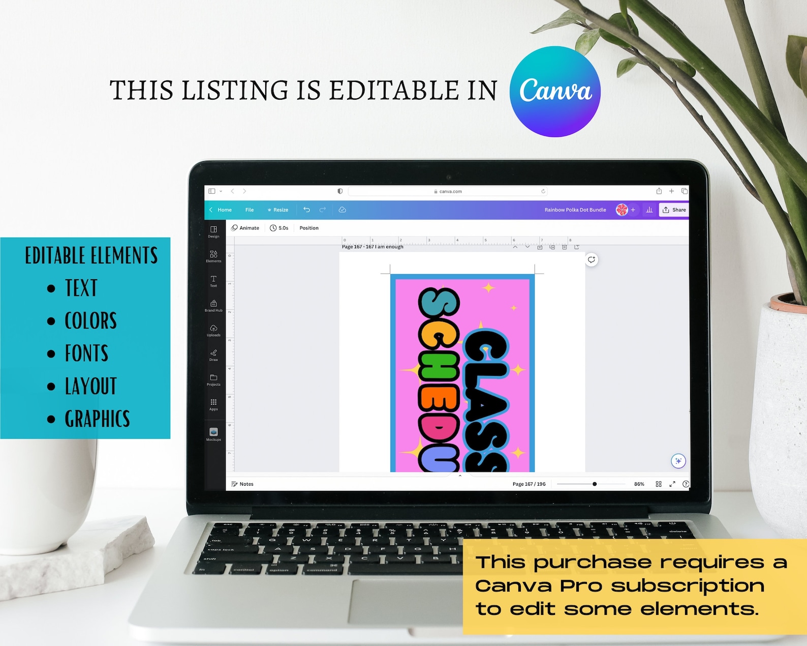 Classroom Schedule Display, Printable & Editable Class Schedule ...
