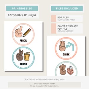 Calm Modern Classroom Hand Signal Posters, Printable & Editable School ...