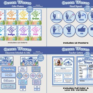 Ocean Theme Classroom Decor Bundle: Editable Posters (canva Template ...