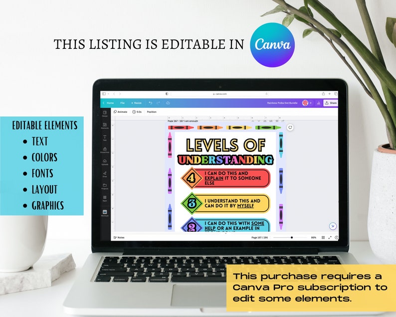 Bright Rainbow Levels of Understanding Printable Posters, Editable ...