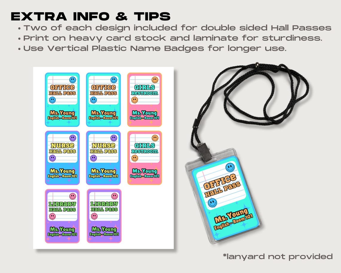 Editable Pastel Hall Passes Template, Printable School Restroom Passes ...