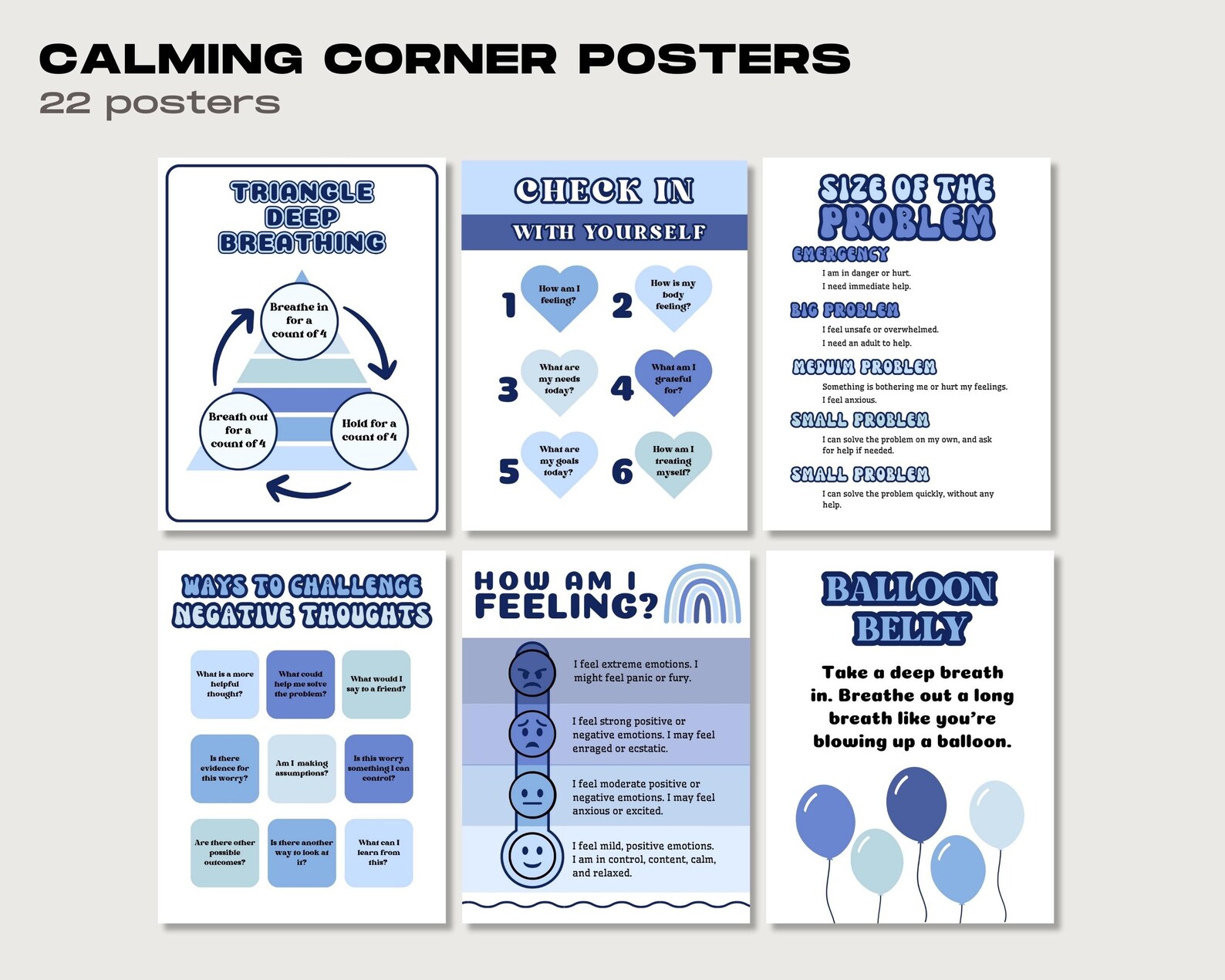 Ocean Theme Calming Corner Posters, Printable & Editable Breathing ...