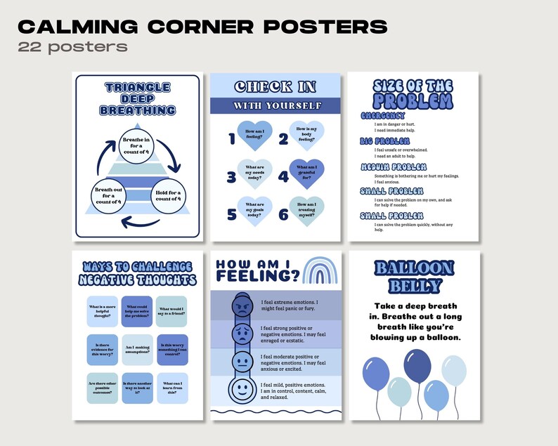 Ocean Theme Calming Corner Posters, Printable & Editable Breathing ...
