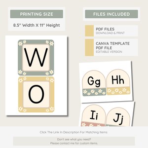 Boho Modern Word Wall, Printable Calming Word Wall Display, Editable ...