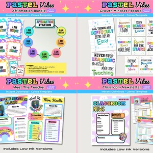 Pastel Classroom Decor Bundle: Editable Display & Organization (canva ...