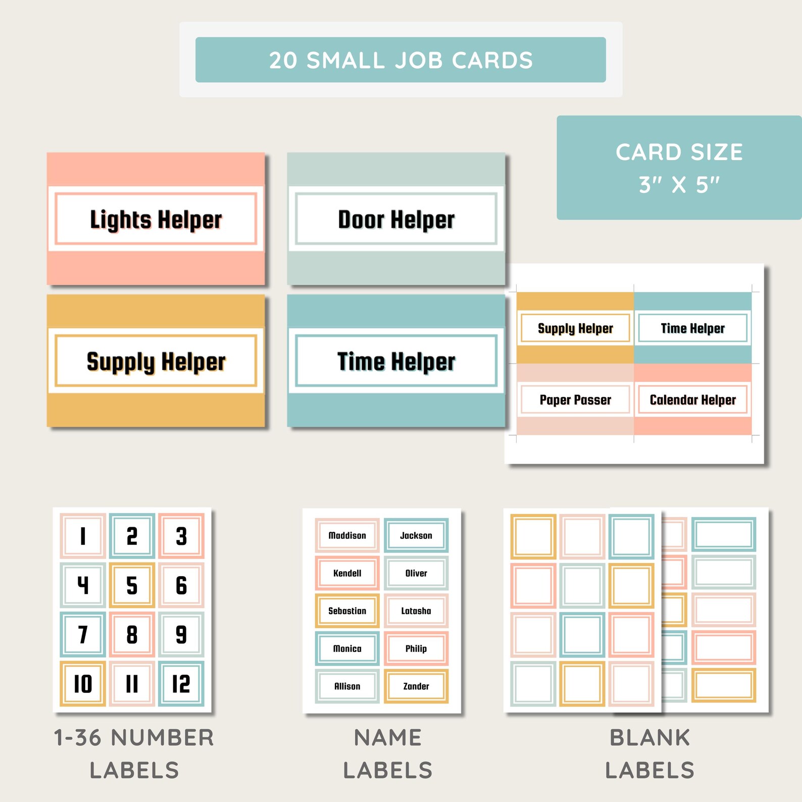 Calm Modern Classroom Jobs Display, Printable & Editable Student ...