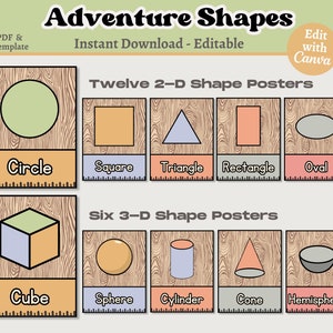Adventure Shape Posters, Printable & Editable 2-D 3-D Shapes, Shapes ...