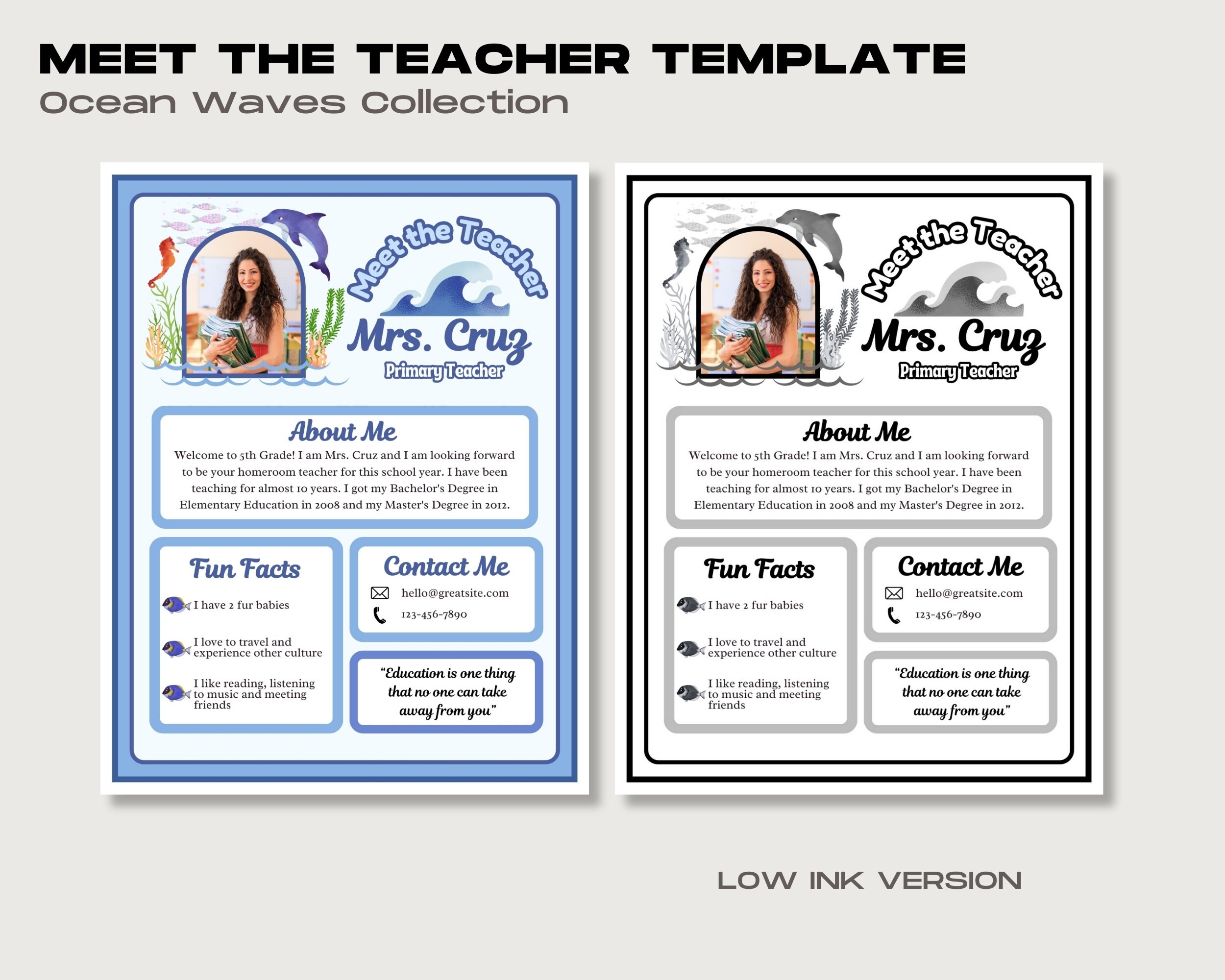 Ocean Theme Meet the Teacher and Classroom Newsletter, Printable ...