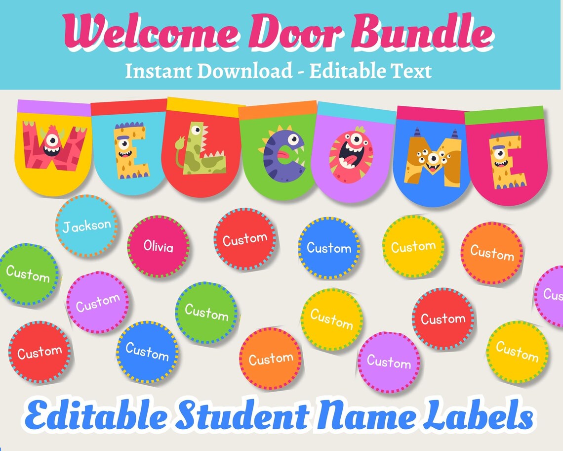 Rainbow Polka Dot Classroom Decor Bundle: Monster Letters (canva ...