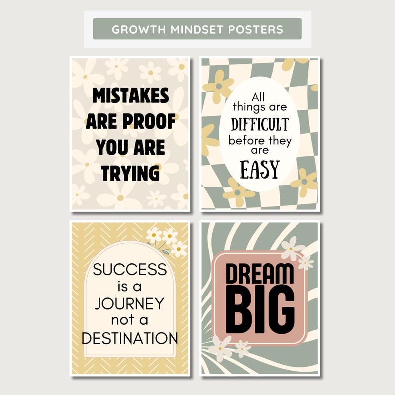 Boho Growth Mindset Posters: Daisy Classroom Decor (canva Template) - Etsy