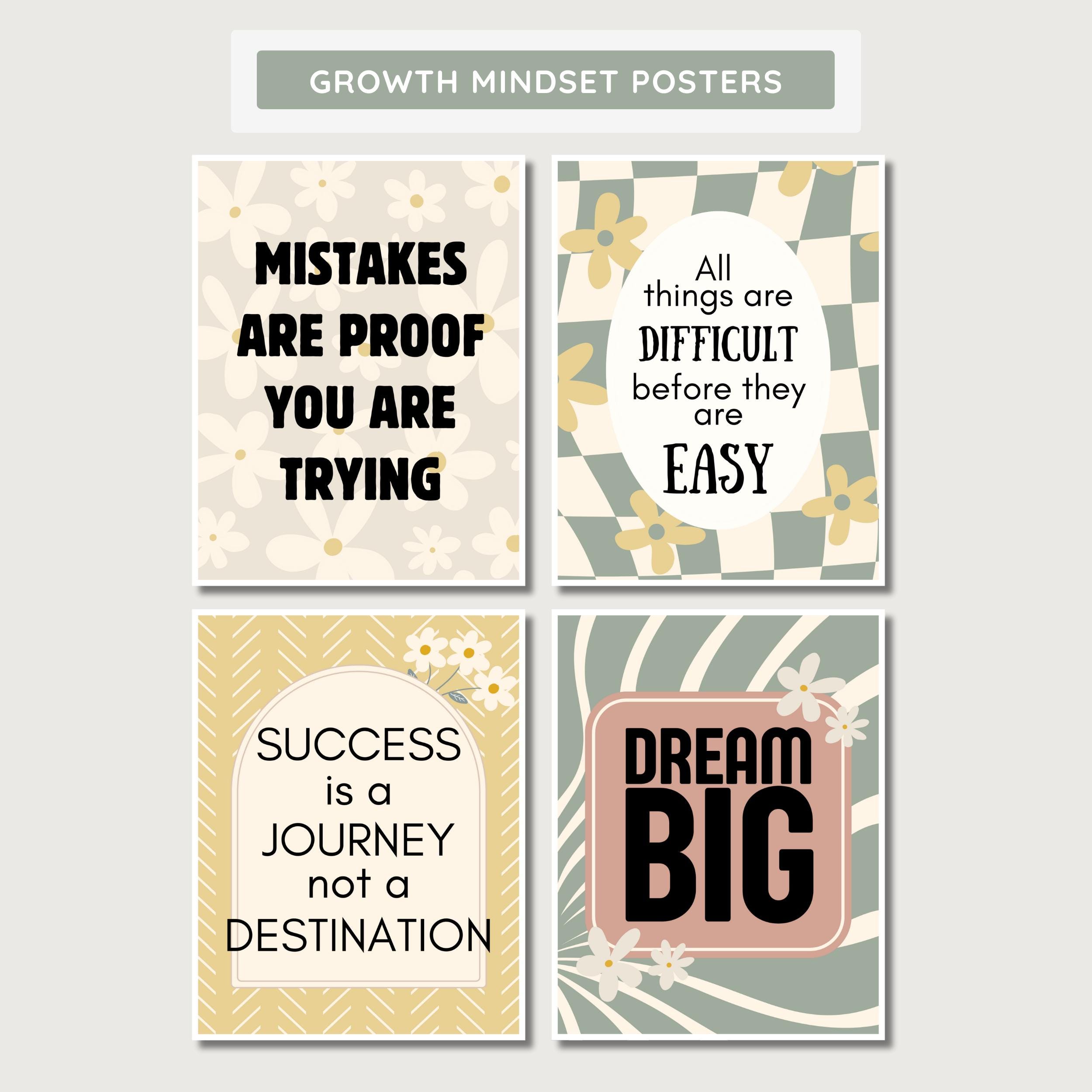 Boho Growth Mindset Posters, Printable Kids Inspirational Prints ...