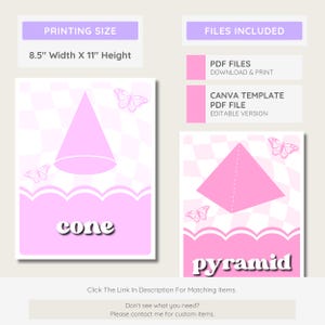 Pastel Butterfly Shape Posters, 2-D and 3-D Elementary Shape Prints ...