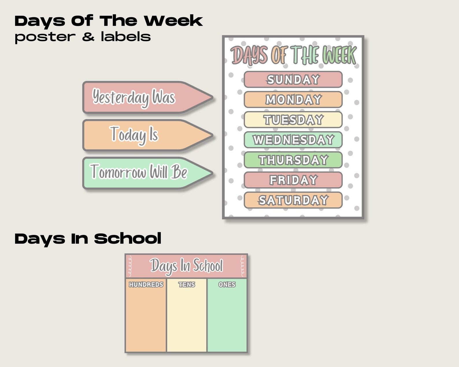 Calming Modern Classroom Calendar Bundle, Printable & Editable Calendar ...