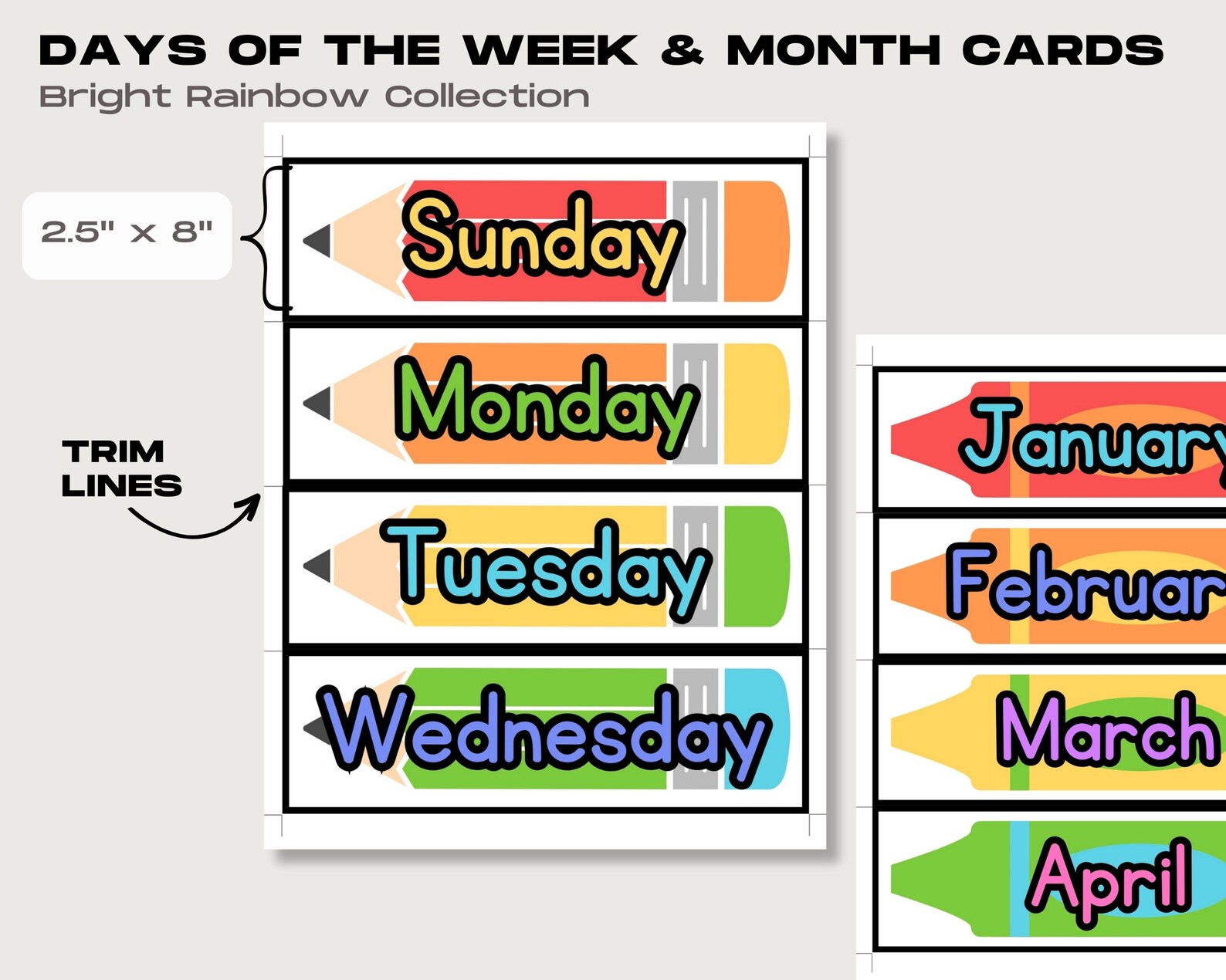 Bright Rainbow Flip Calendar, Editable Classroom Calendar, Kindergarten ...