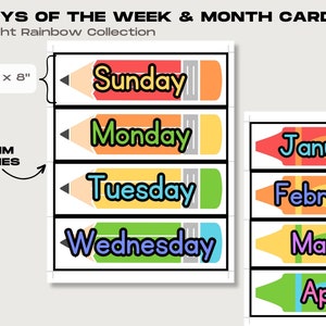 Bright Rainbow Flip Calendar, Editable Classroom Calendar, Kindergarten ...