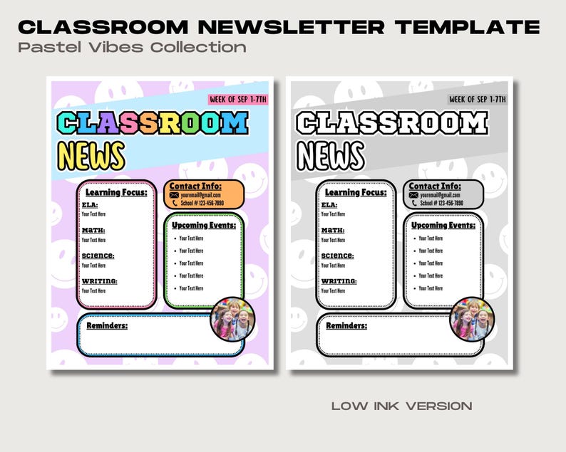 Editable Pastel Classroom Newsletter Template, Printable School ...