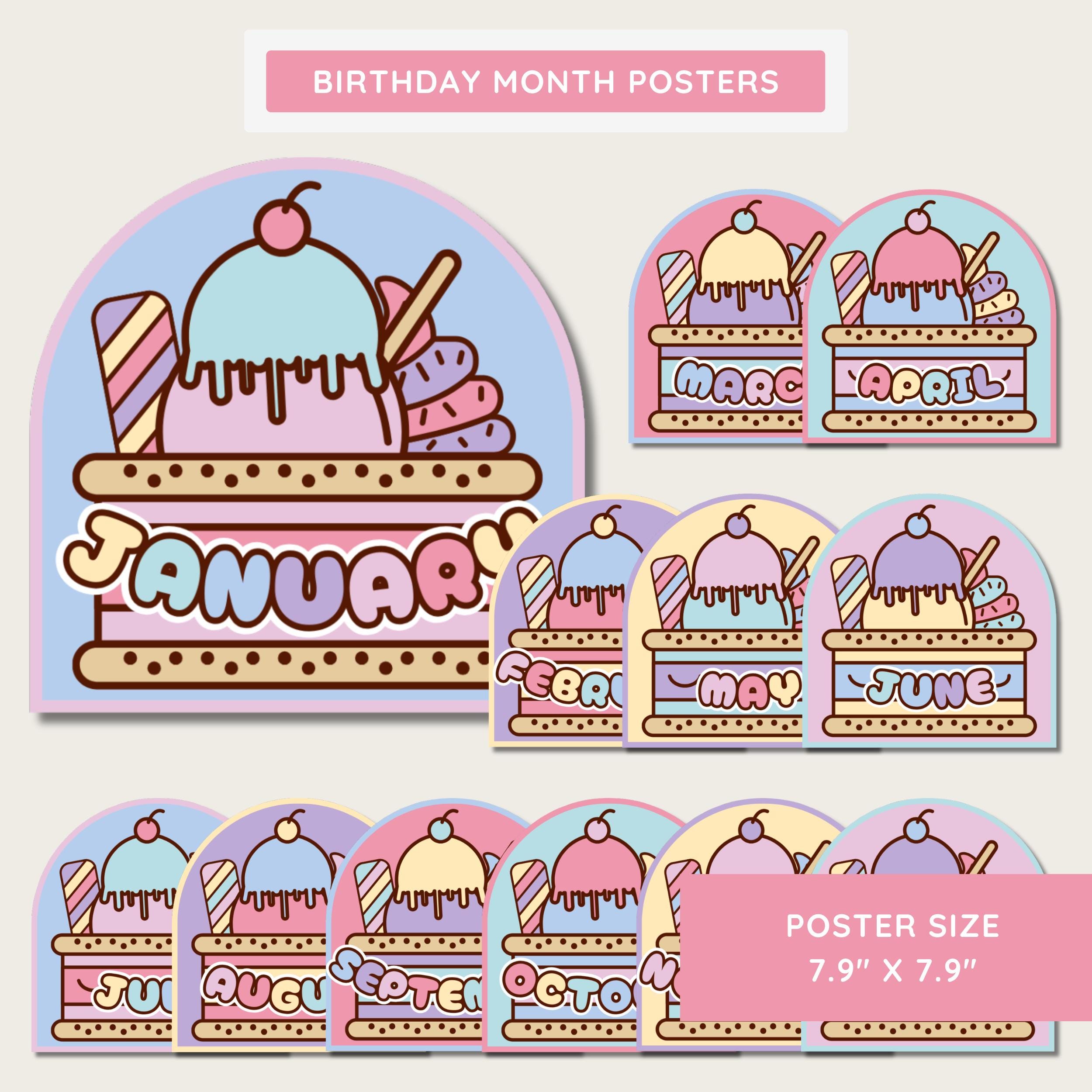 Classroom Birthday Bulletin Board: Ice Cream Pastel Decor (printable ...