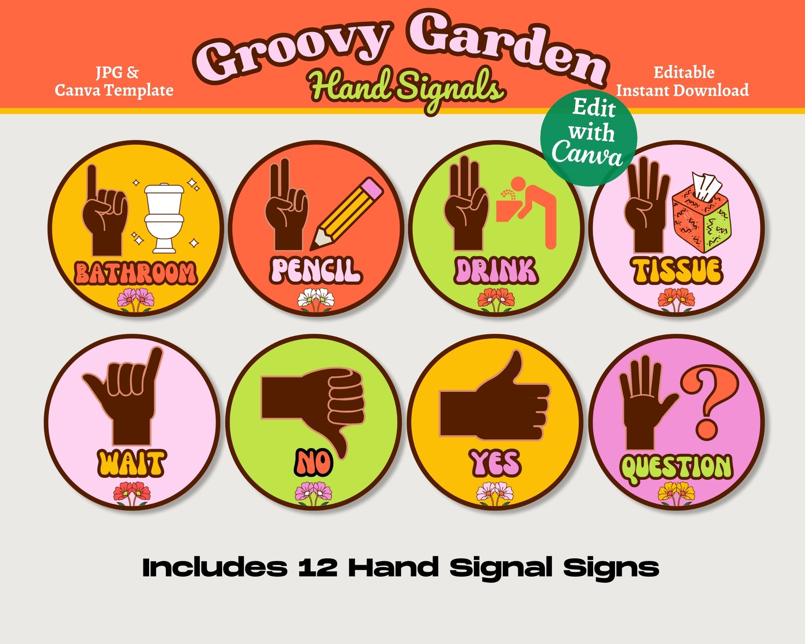 Hand Signal Signs, Printable & Editable Hand Signs, Classroom ...