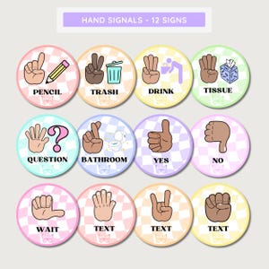 Hand Signal Posters, Printable Elementary Classroom Hand Signs, Pastel ...