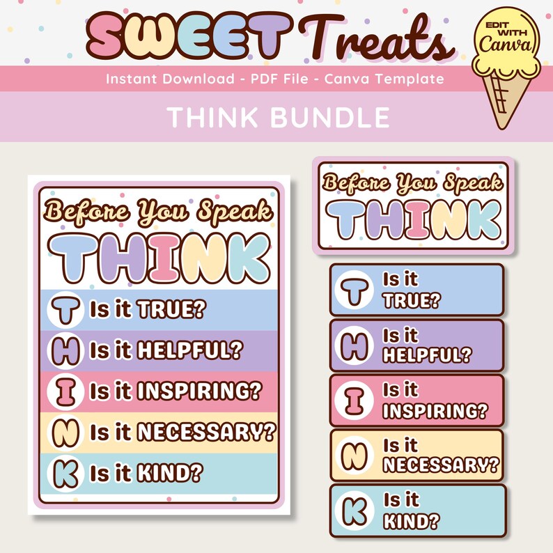 Before You Speak Think Classroom Poster, Printable & Editable Classroom ...