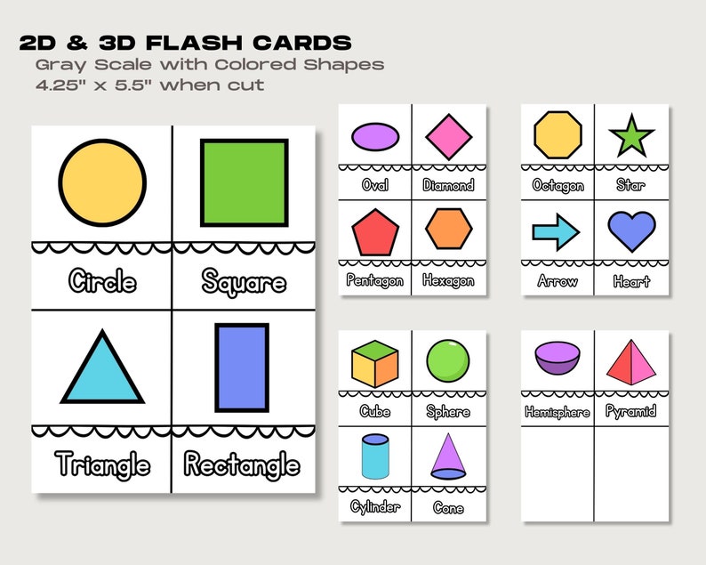 Rainbow Shapes Poster Bundle: 2D & 3D Flash Cards (digital Download) - Etsy