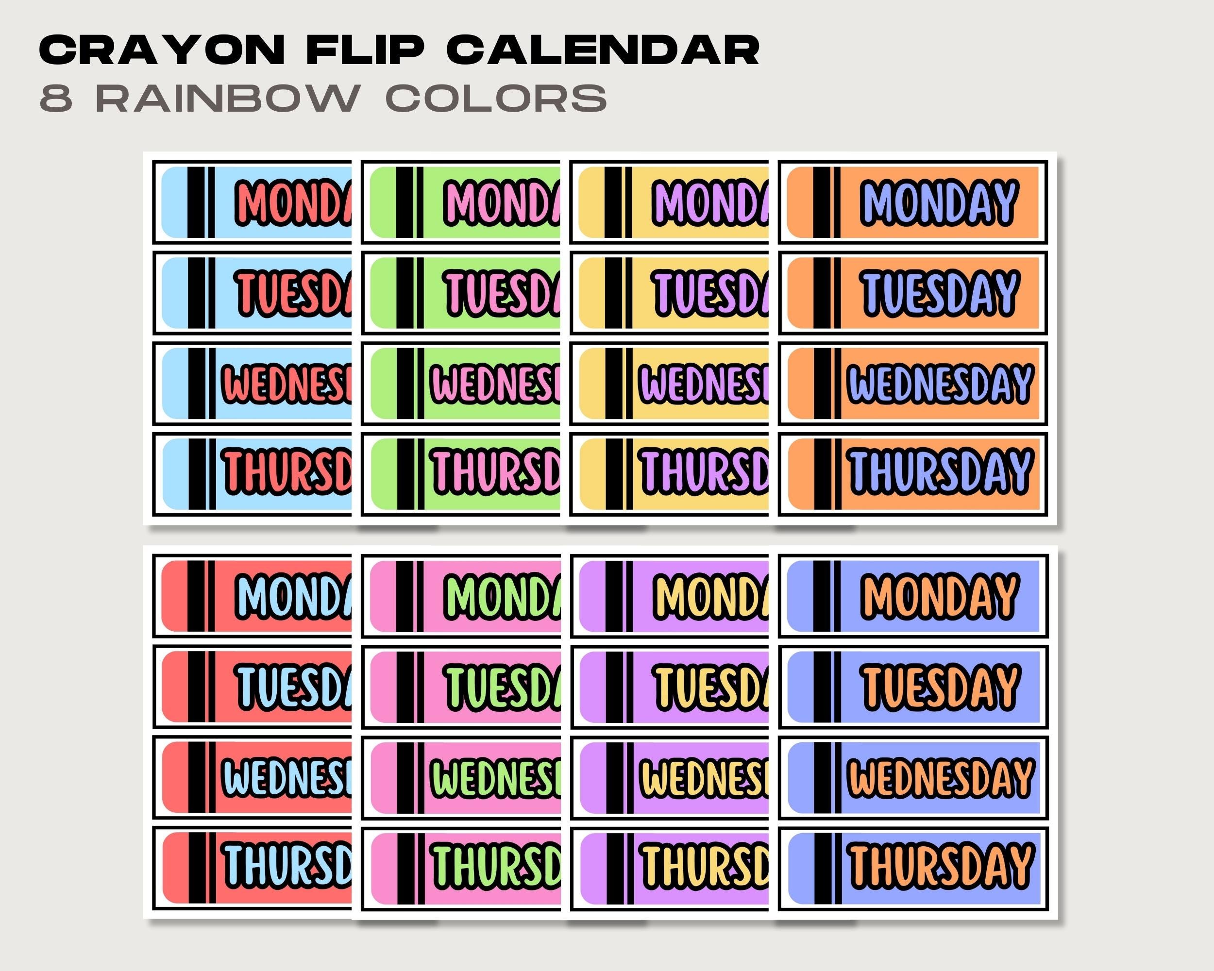 Pencil Flip Calendar, Crayon Calendar, Printable Editable Classroom ...