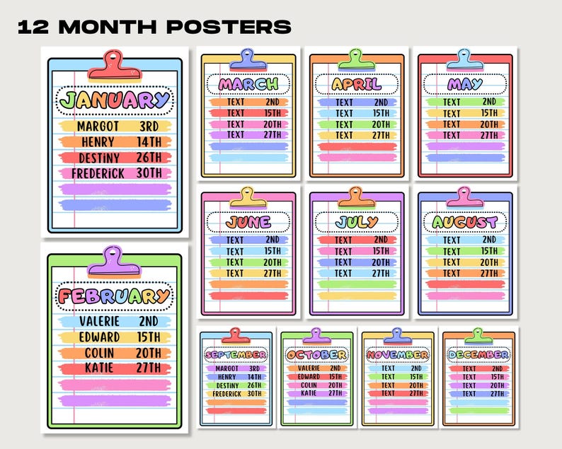 Classroom Birthday Display, Printable & Editable Birthday Bulletin ...