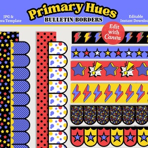 Primary Hues Bulletin Borders, Printable & Editable Borders, Instant ...