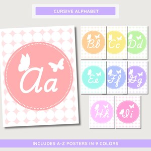 Pastel Butterfly Alphabet Posters, A-Z Cursive Printable & Editable ...