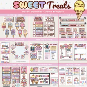 Pastel Classroom Decor Bundle: Sweet Treats Theme (canva Template) - Etsy