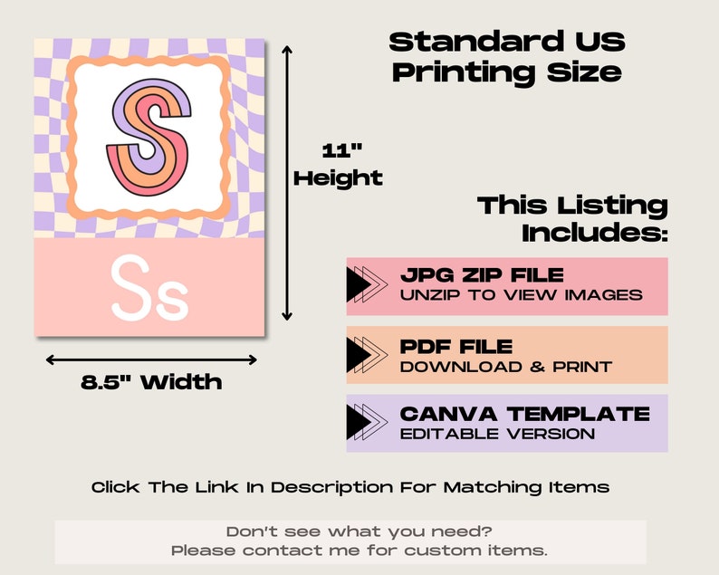 Retro Vibes Alphabet Bundle, Editable Retro A-Z Posters, Elementary ...