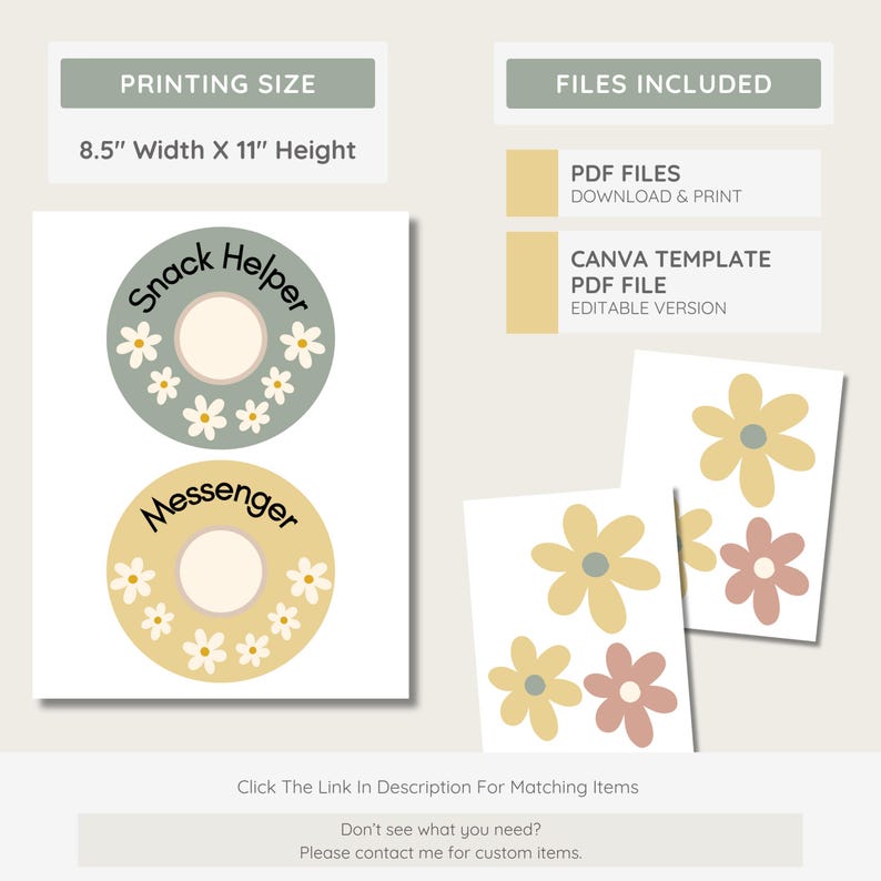 Boho Daisy Classroom Jobs Display: Editable Student Helpers (canva ...