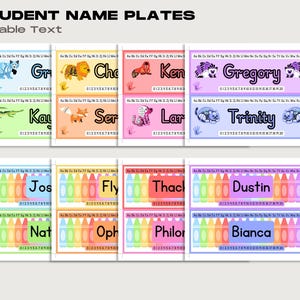 Rainbow Student Name Plate Template, Printable Editable Classroom Desk ...