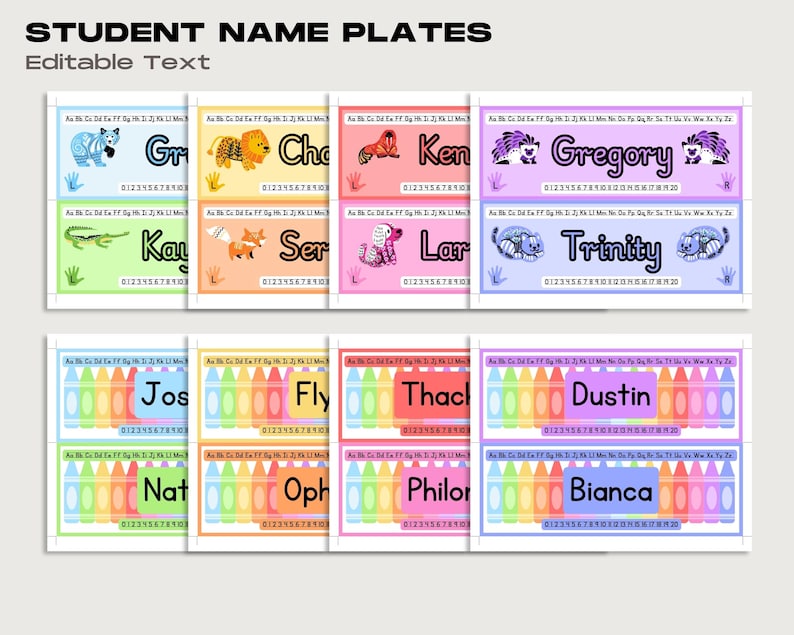 Rainbow Student Name Plate Template, Printable Editable Classroom Desk ...