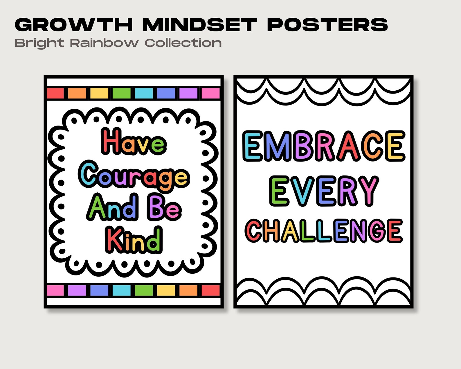 Rainbow Growth Mindset Posters: Editable Classroom Decor (digital ...