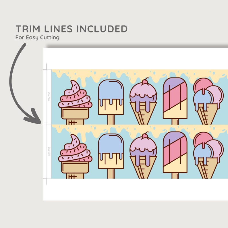 Pastel Bulletin Board Borders, Printable & Editable Borders, Ice Cream ...