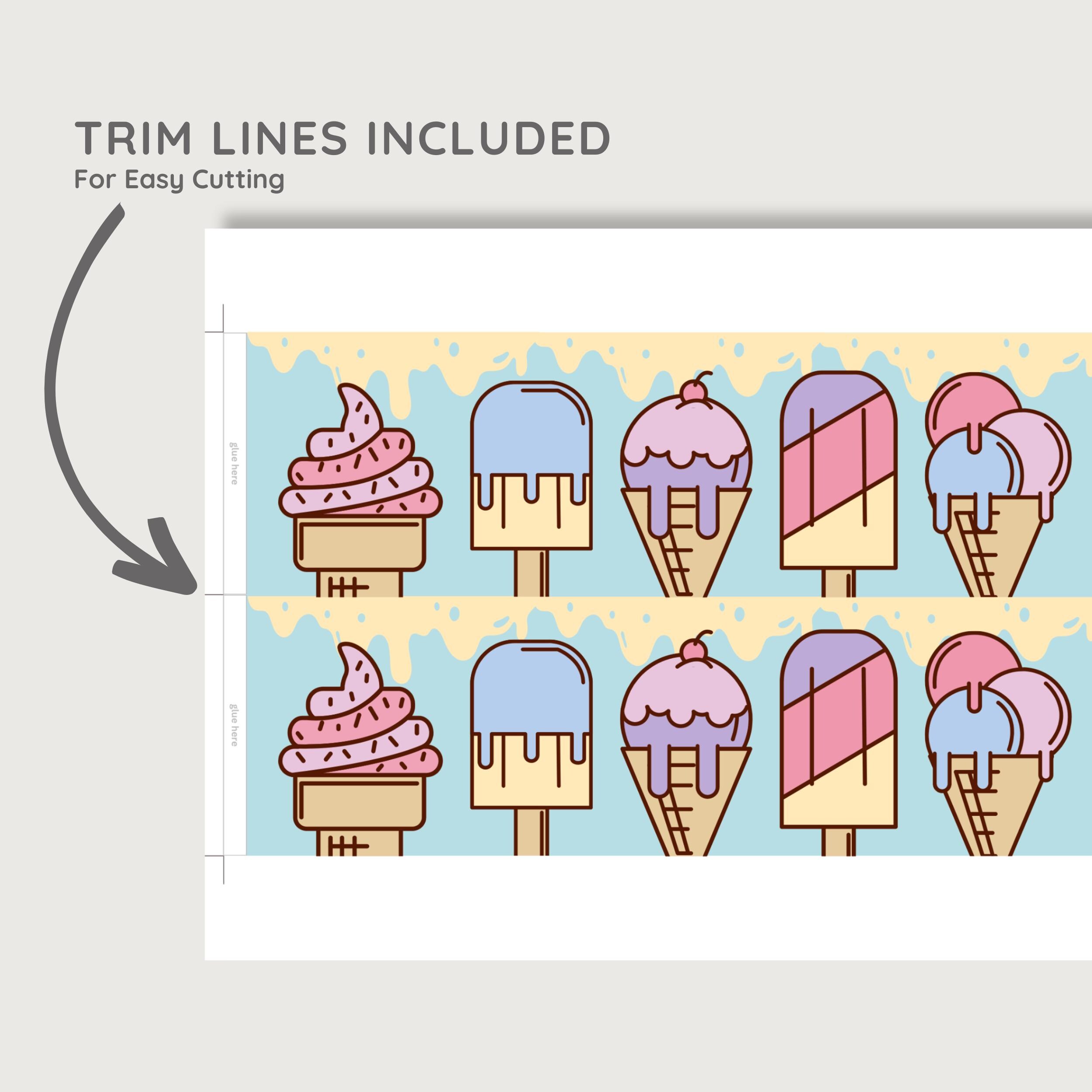Pastel Bulletin Board Borders, Printable & Editable Borders, Ice Cream ...